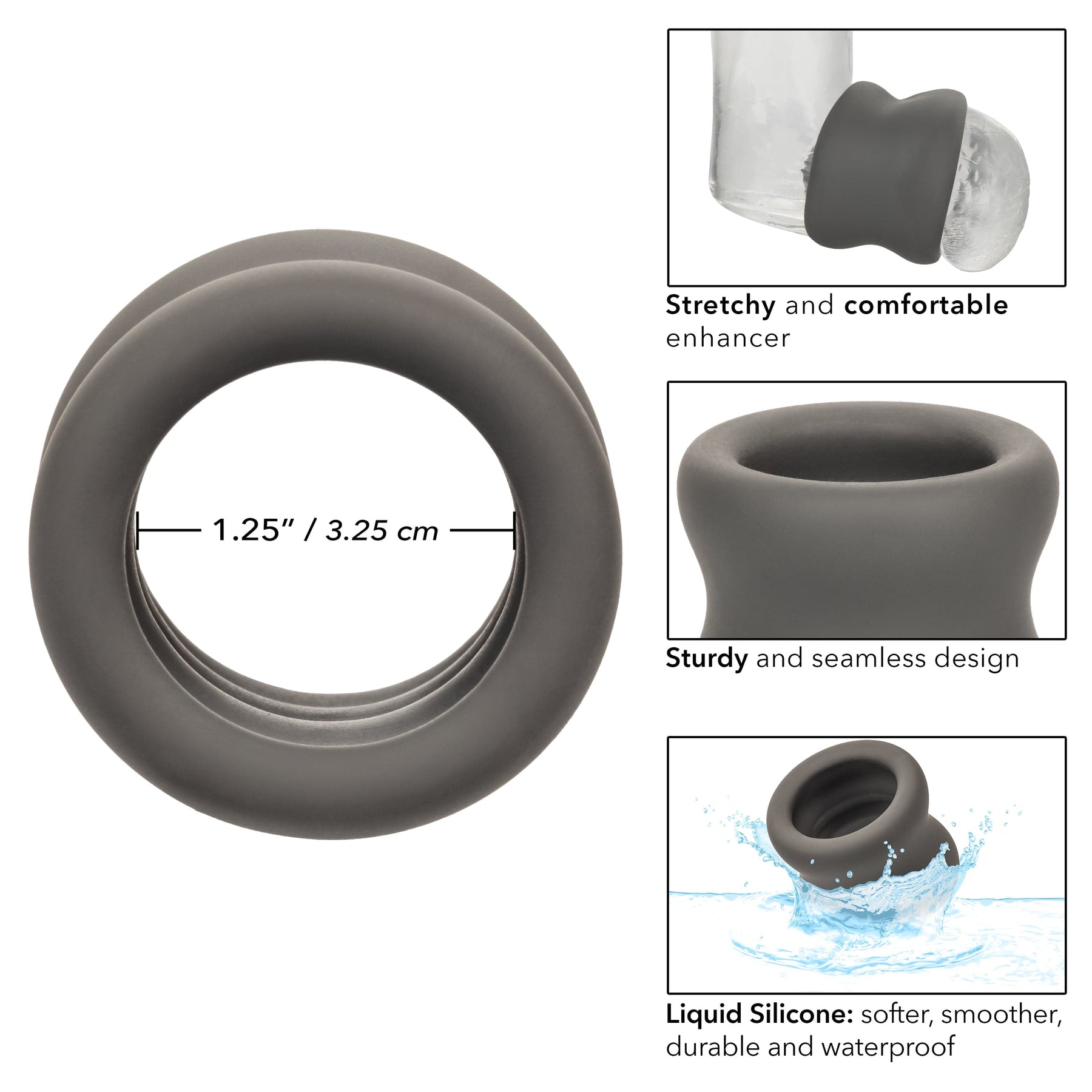 California Exotics - Alpha Liquid Silicone Scrotum Cock Ring (Gray ...